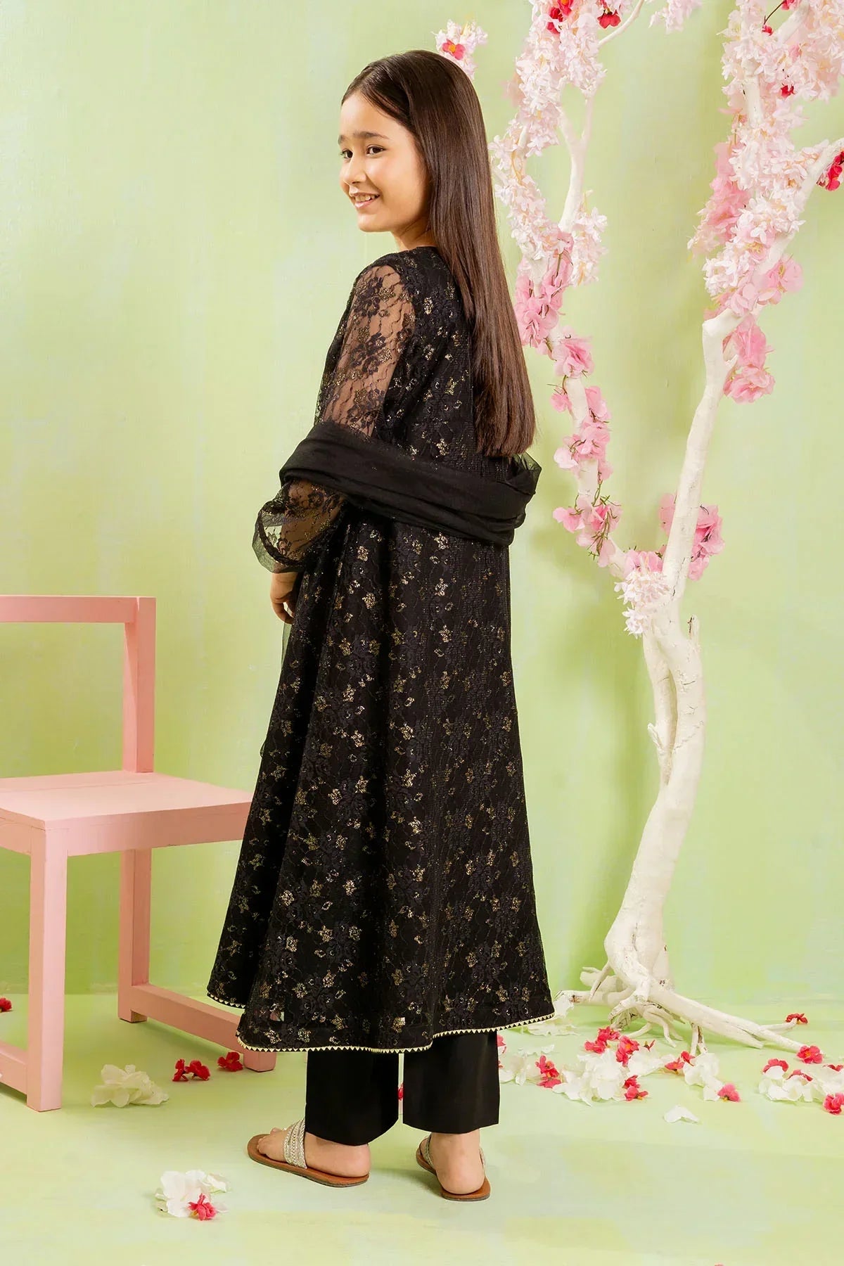 Net Hand Adda Work 3 Pc Suit | Black Net Maxi Dress | Ochre – Wear Ochre